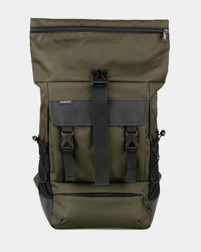 Men's Khaki Eco-Leather Rolltop Backpack Wide Light 17", 6L | Harvest Clo