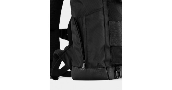 Men's Black Eco-Leather Rolltop Backpack Roll Up 15.6", 18L | Harvest Clo