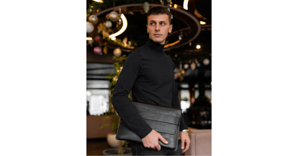 Black Eco-Leather Laptop Case – Glossy Finish | Harvest Clo